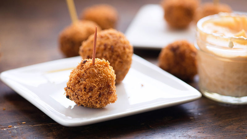 How to Make Sriracha Cheesy BBQ Chicken Balls Video - Tablespoon.com